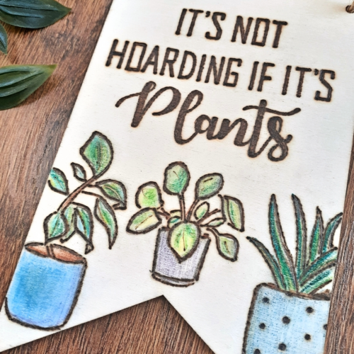 Handmade Wooden Pennant Flag Plant Gift - Wooden You Love