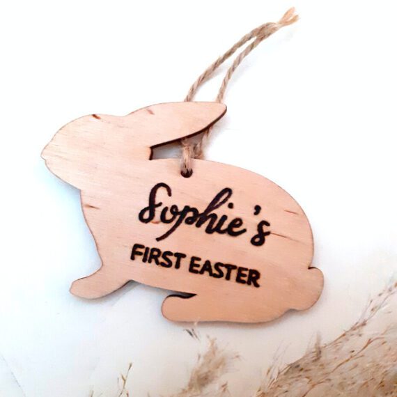 Handmade Wooden Personalised First Easter Bunny Rabbit Tag - Wooden You ...