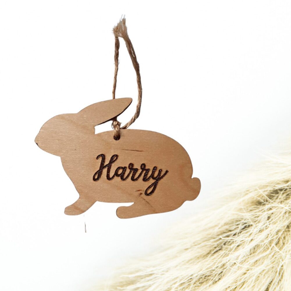 Handmade Wooden Personalised Easter Bunny Rabbit Tag - Wooden You Love