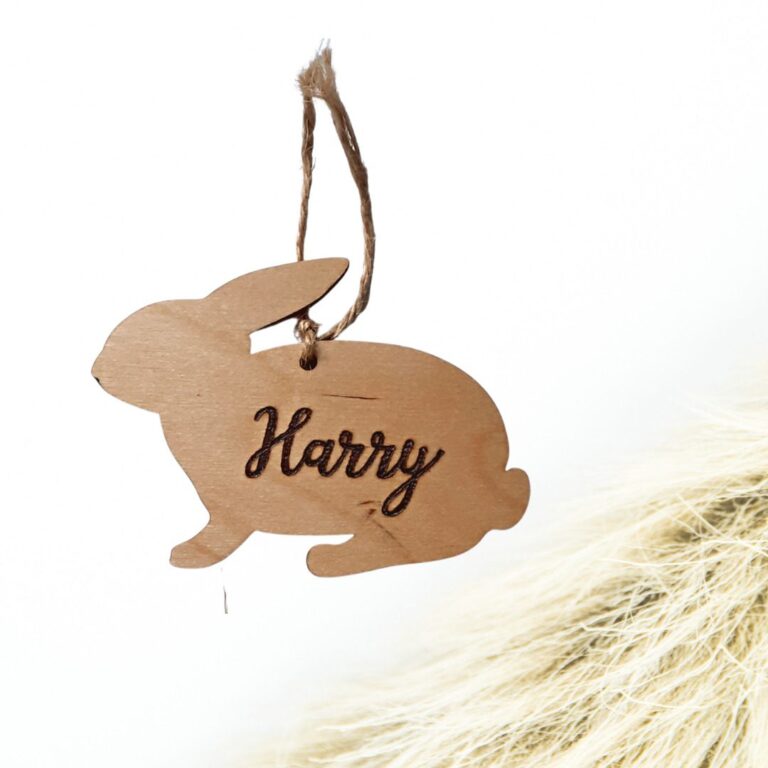 Handmade Wooden Personalised Easter Bunny Rabbit Tag - Wooden You Love