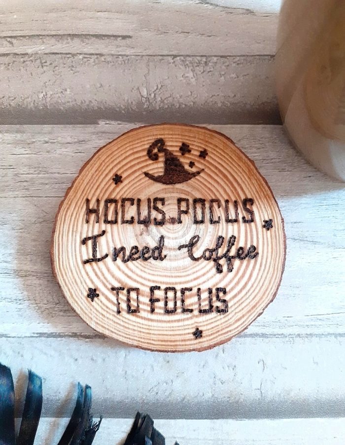 Handmade Wooden Hocus Pocus Coffee Coaster Gift - Wooden You Love