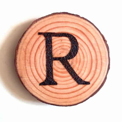 Handmade Initial Alphabet Letter Wood Slice Coaster Gift - Wooden You Love