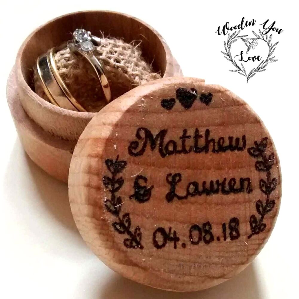Handmade Wooden Personalised Ring Box - Wooden You Love