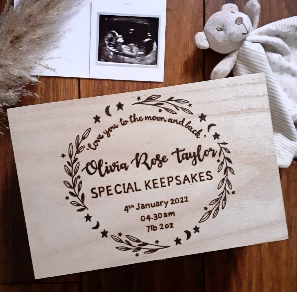 Handmade Wooden Personalised Baby Keepsake Box - Wooden You Love